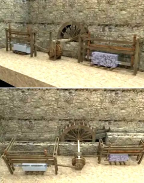 La “Primera Sierra Hidráulica de la historia” representada en un ...